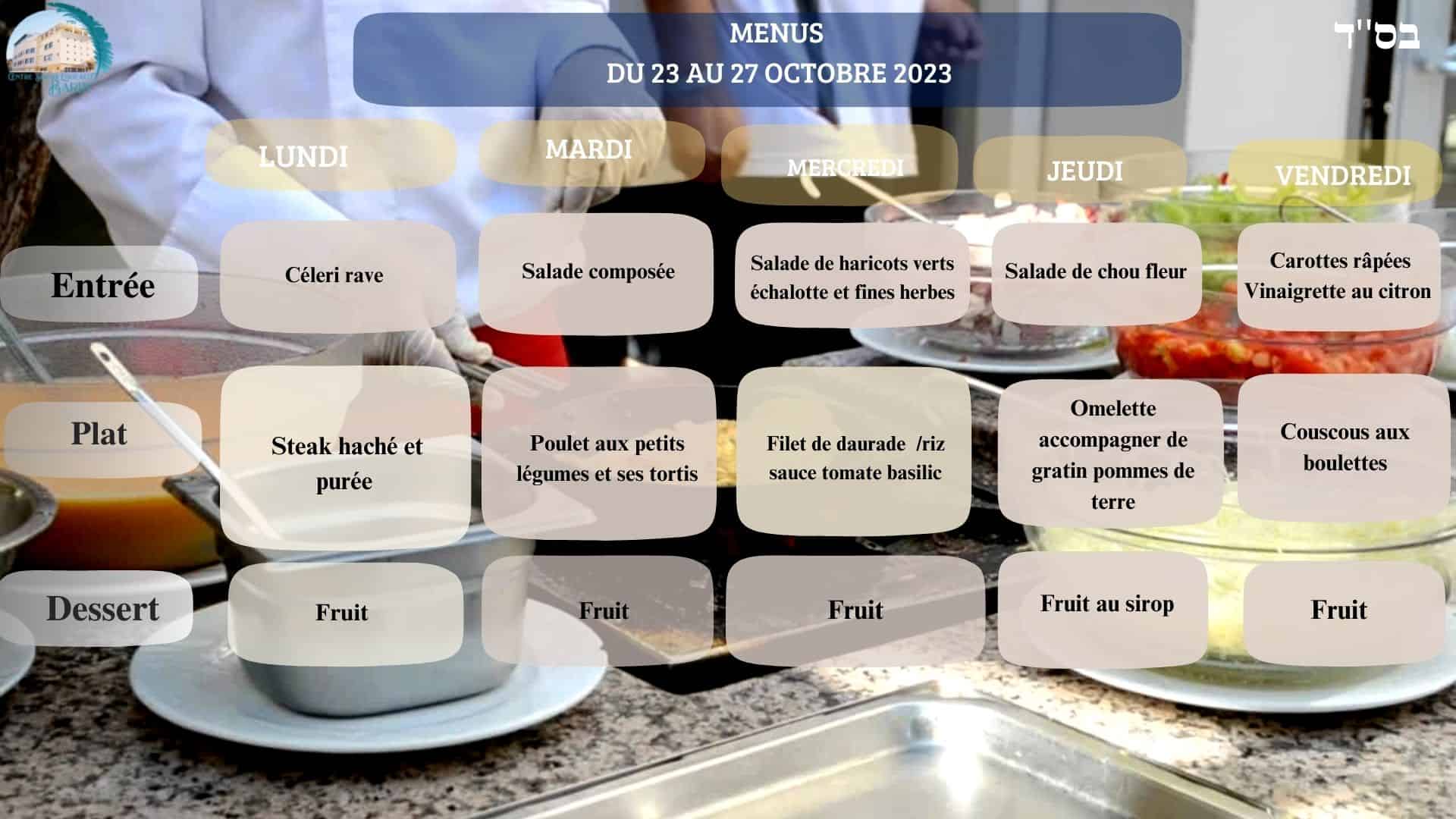 Menus Du 23 au 27 Octobre 2023 - Centre Socio Educatif du Barry